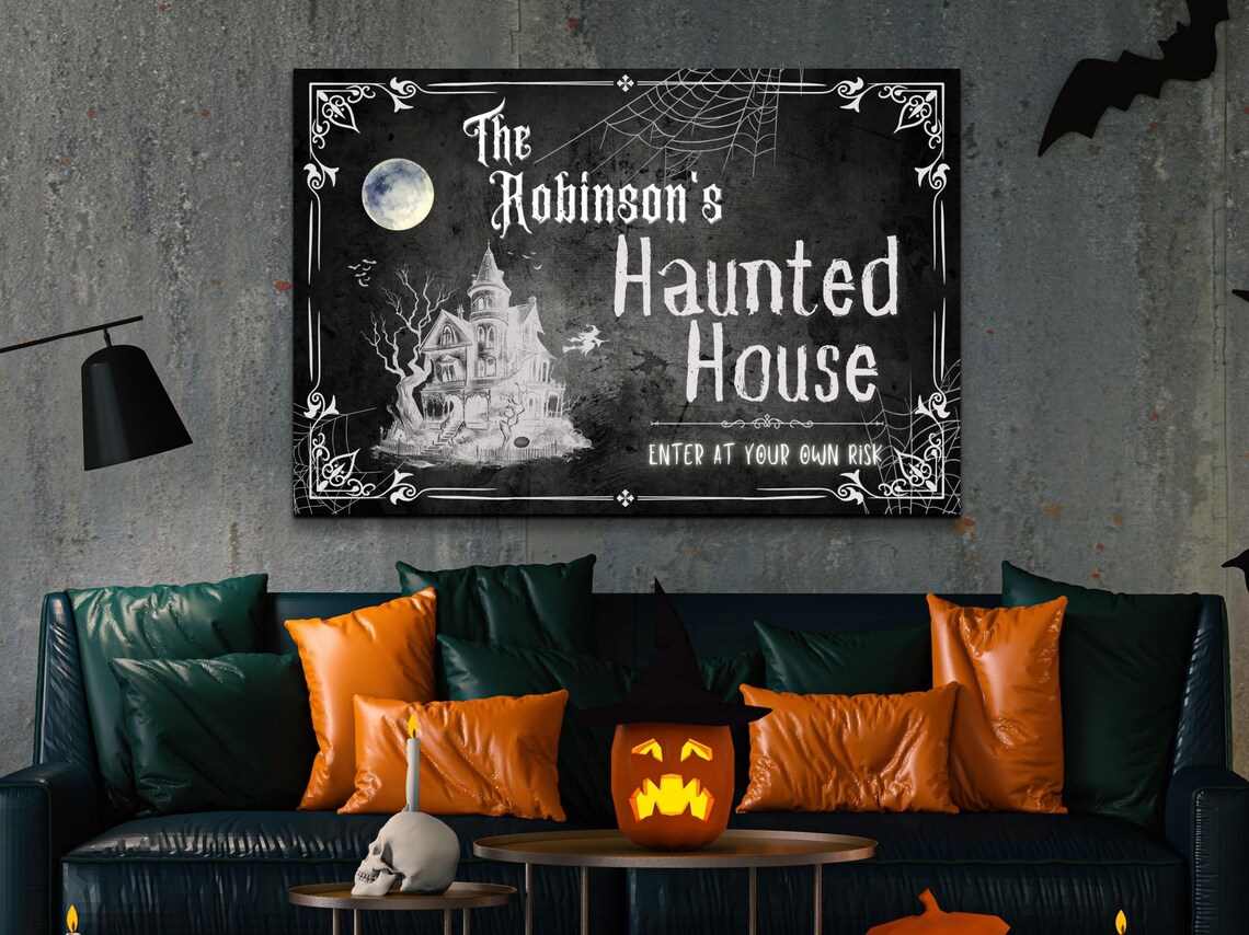Halloween Personalized Haunted House Sign, Custom Haunted Mansion Wall ...