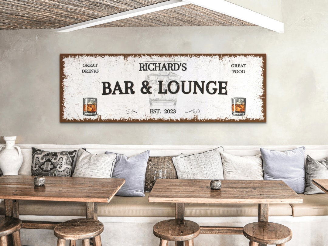 Bar and Lounge Signs, Personalized Home Bar Decor, Custom Bourbon ...