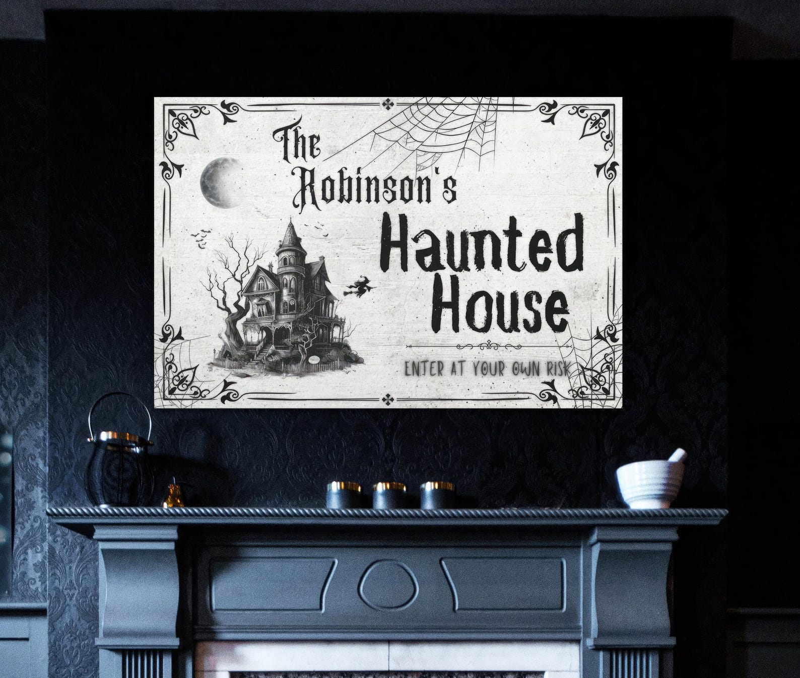 Halloween Personalized Haunted House Sign, Custom Haunted Mansion Wall ...
