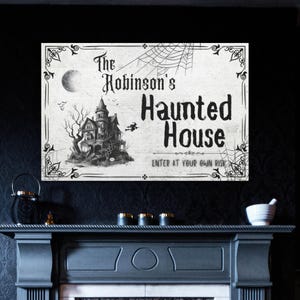 Halloween Personalized Haunted House Sign, Custom Haunted Mansion Wall ...
