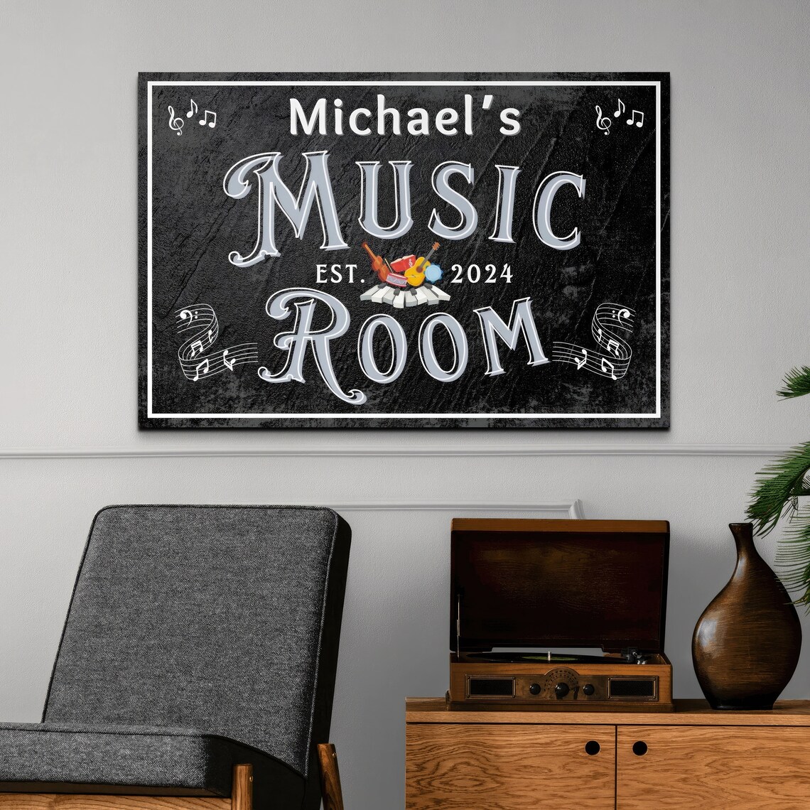Music Room Sign, Custom Music Studio Decor, Musician Artwork ...