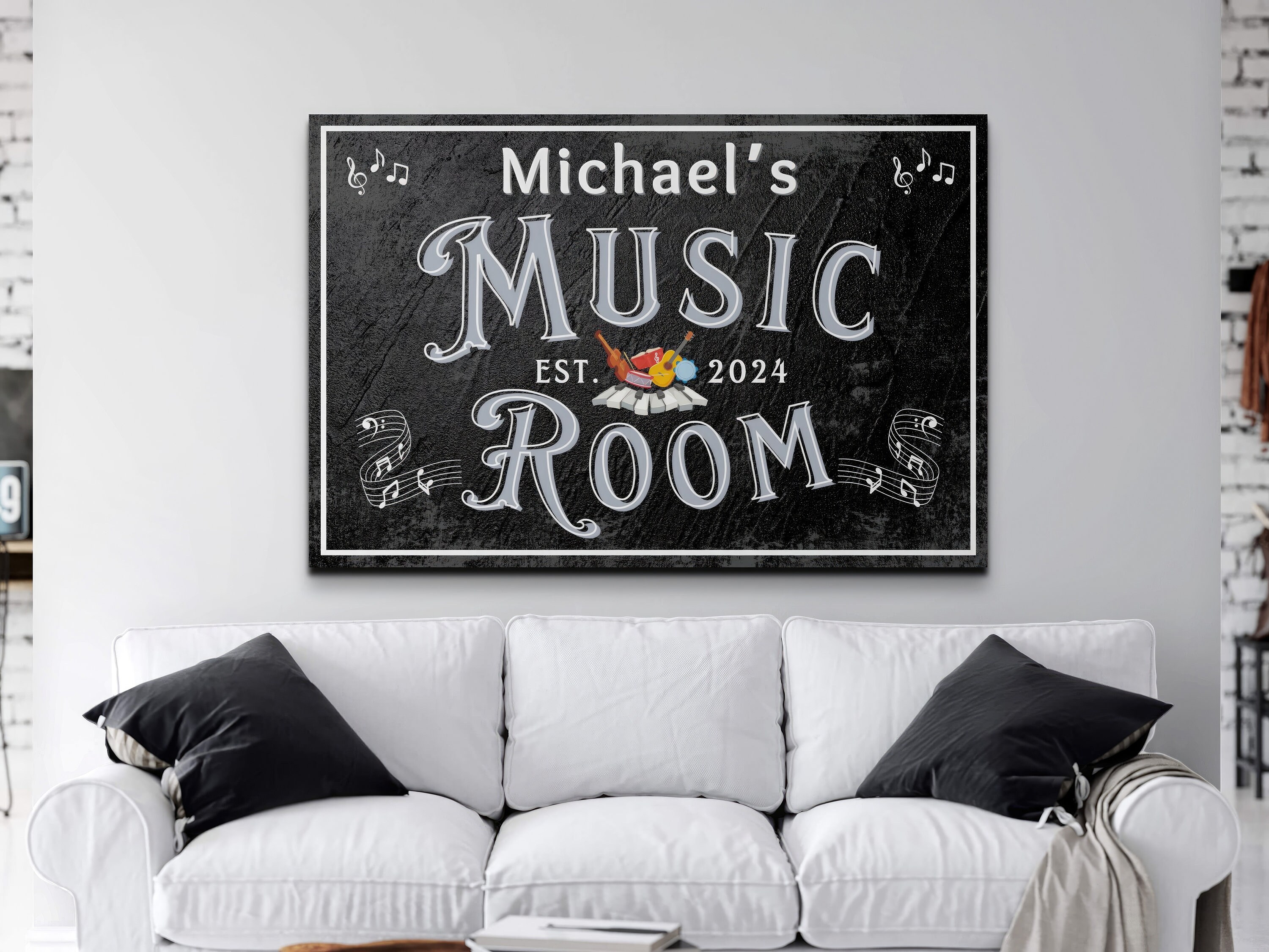 Music Room Sign, Custom Music Studio Decor, Musician Artwork ...