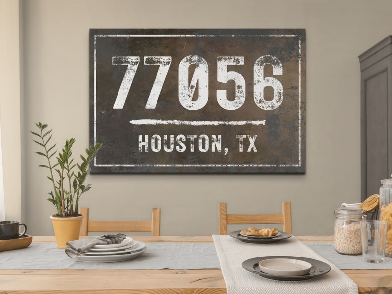 Zip Code Sign, Rustic Decor, Zipcode Wall Art, Custom Location Canvas ...