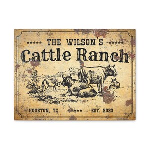 Rustic Cattle Ranch Sign, Personalized Ranch Wall Art Decor, Farmhouse ...