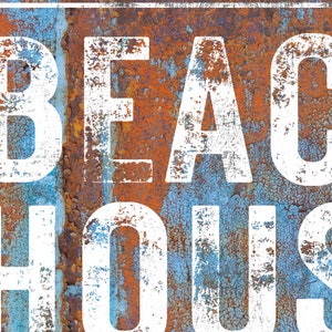 Rustic Beach House Sign, Blue Beach Home Decor, Vintage Coastal Wall ...