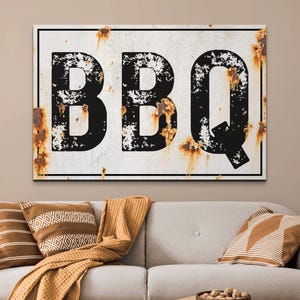 Rustic BBQ Sign, Barbecue Wall Art, BBQ Restaurant Decor, Kitchen ...