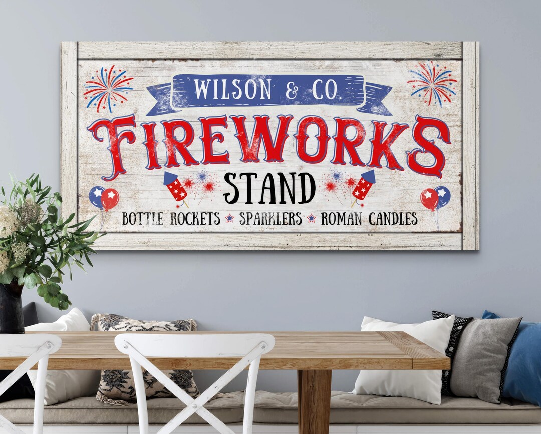 Fireworks Stand Sign Personalized July 4th Wall Art, Modern Farmhouse ...