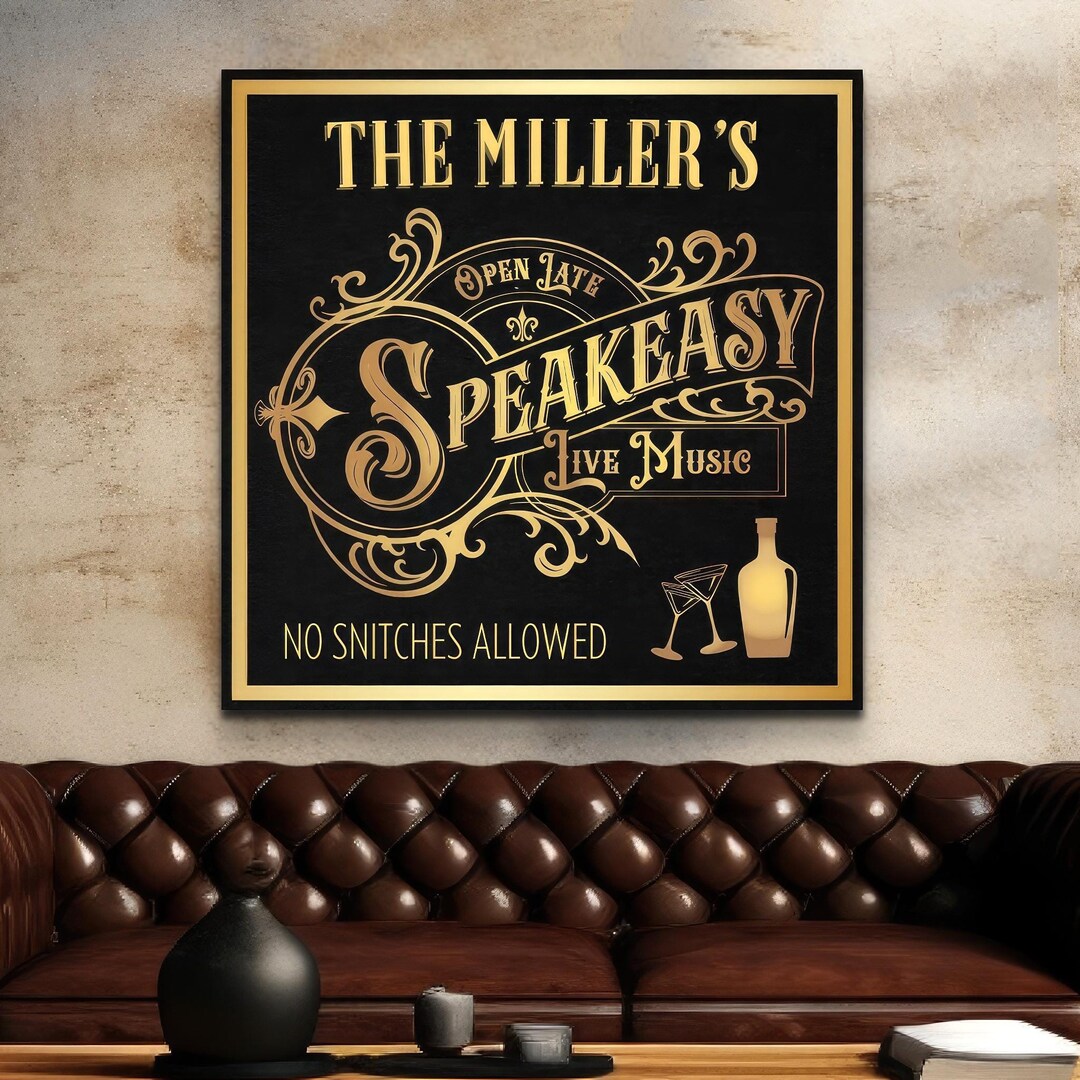 Speakeasy Sign, Personalized Bar Sign, Custom Prohibition Wall Art ...