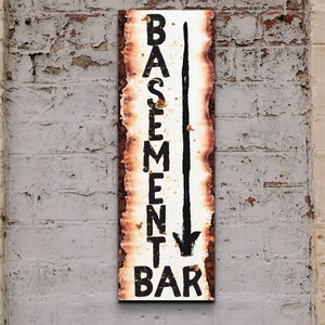 Vertical Basement Bar Sign, Rustic Home Bar Decor, Bar Arrow Wall Art ...