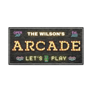 Arcade Signs, Personalized Game Room Wall Decor, Custom Marquee Arcade ...