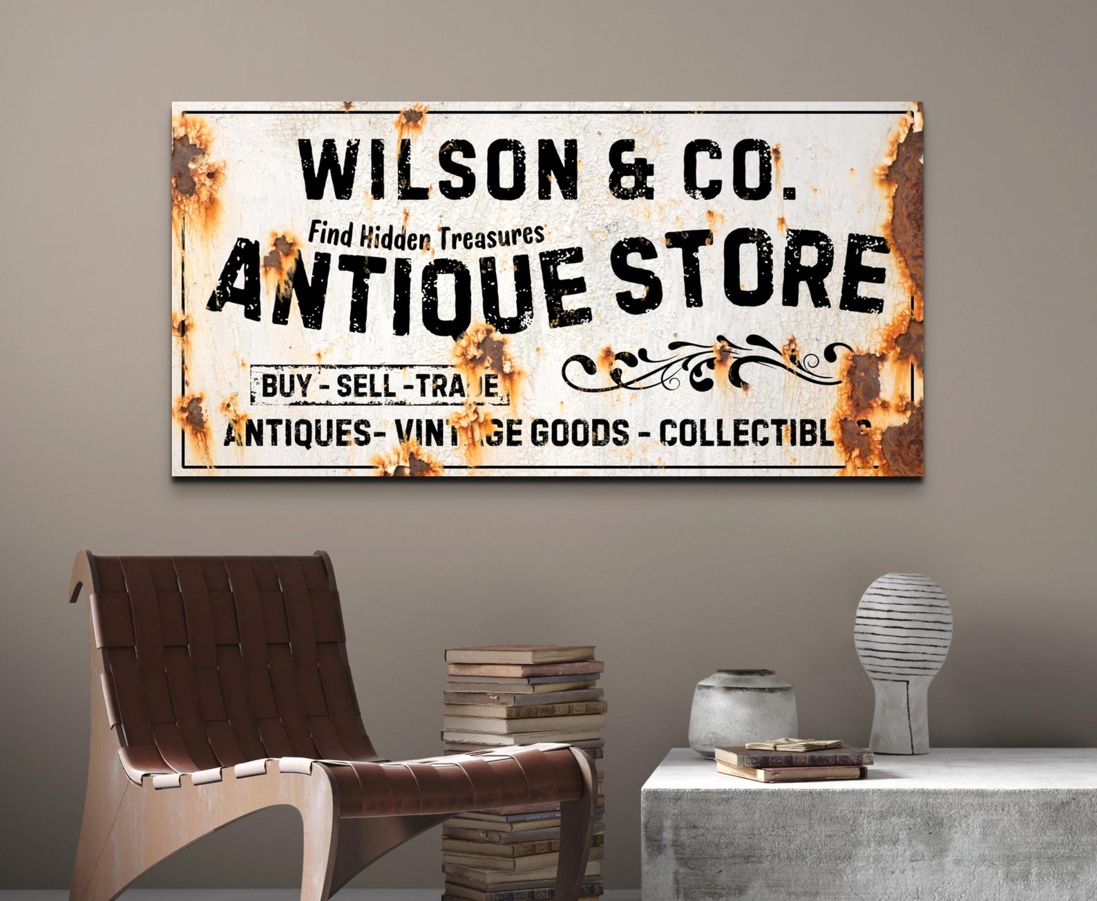 Antique Store Sign, Personalized Rustic Decor, Vintage Wall Art, Custom ...