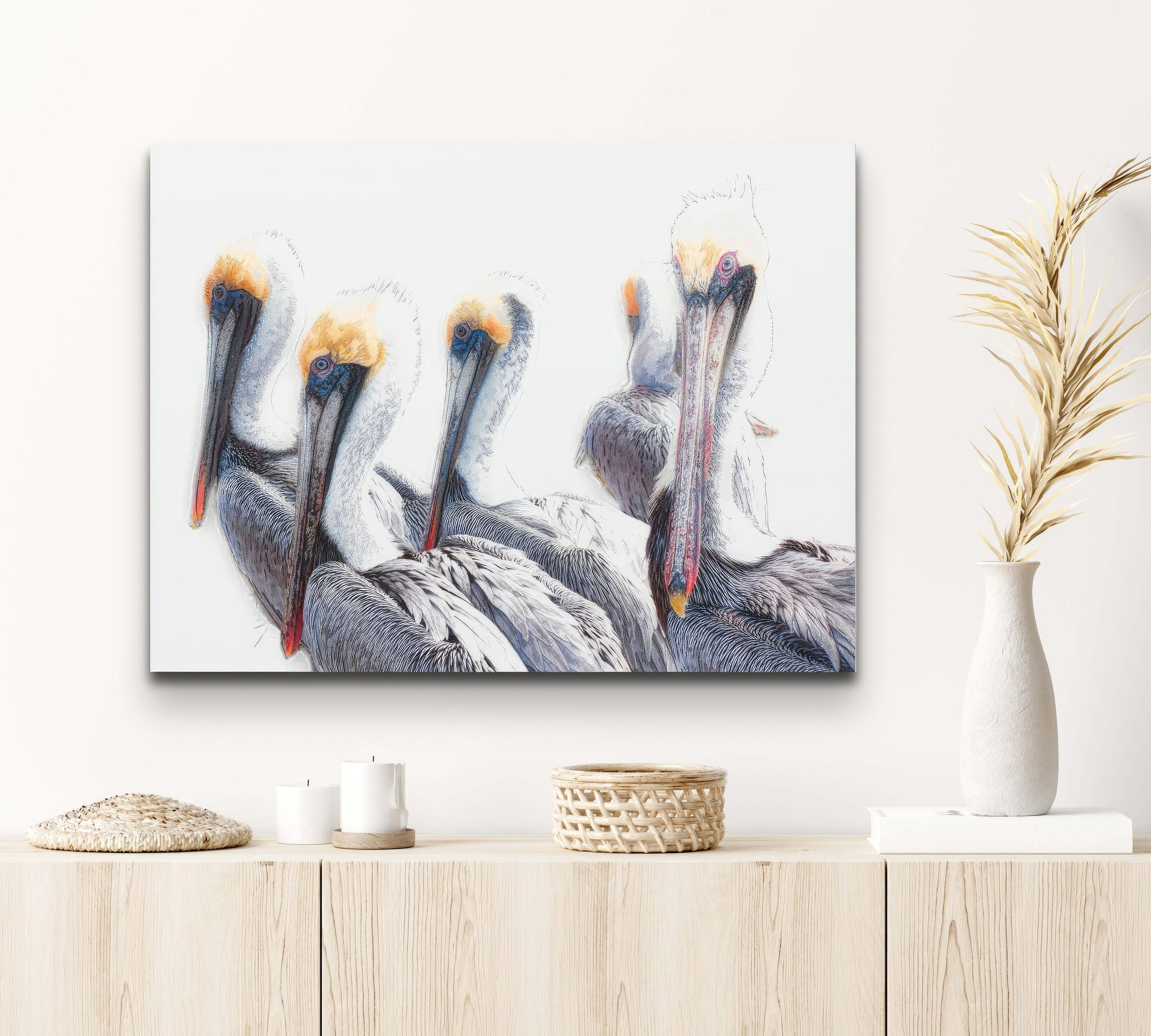 Pelican Wall Art, Home Canvas Print, Beach Decor, Gifts, Zen Den, Ocean ...