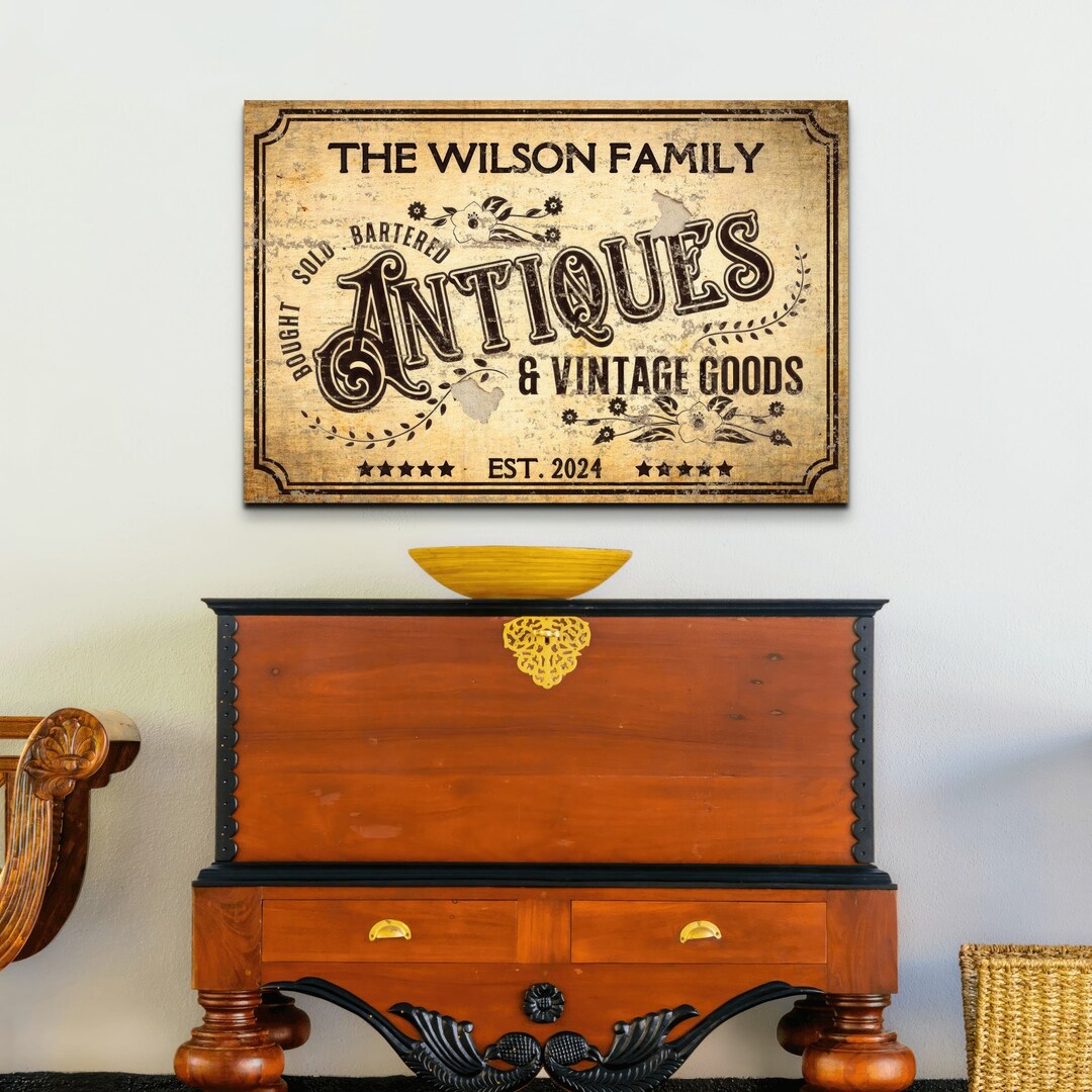 Antique Store Sign, Personalized Vintage Goods Wall Art, Custom Home ...