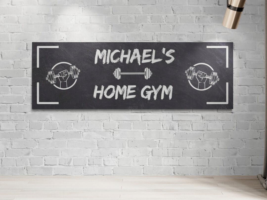 Personalized Home Gym Sign, Custom Fitness Canvas Art, Workout Print ...