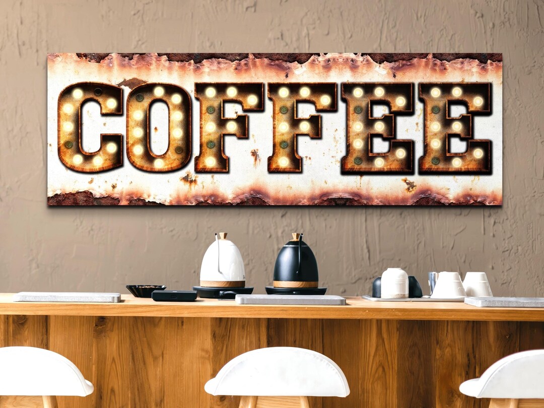 Rustic Coffee Sign, Vintage Coffee Wall Art, Kitchen Decor, Restaurant ...