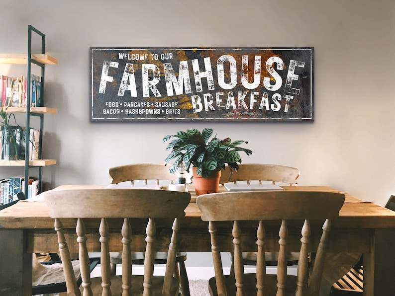 Farmhouse Breakfast Wall Art, Rustic Farmhouse Kitchen Sign, Country ...