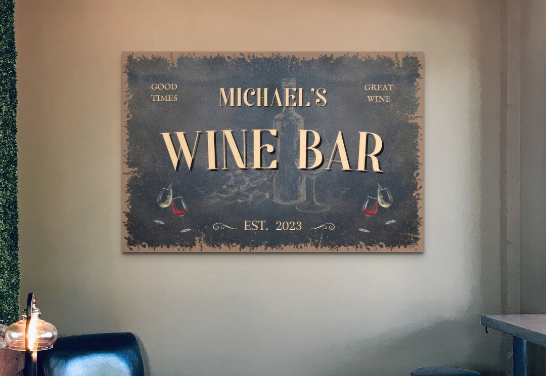 Personalized Wine Bar Signs, Custom Wine Cellar Wall Art, Winery Canvas ...
