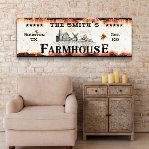 Rustic Farmhouse Sign, Personalized Farm Wall Decor Art, Custom Vintage ...
