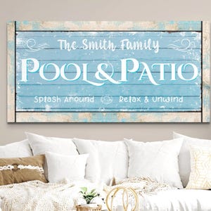 Pool and Patio Signs, Personalized Poolside Decor, Custom Rustic Pool ...
