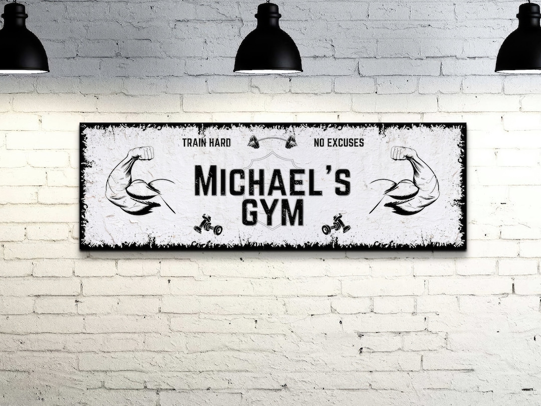 Gym Sign, Personalized Fitness Wall Art, Custom Name Canvas Print, Home ...