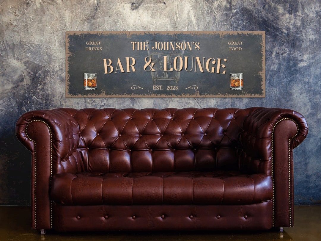 Personalized Home Bar Signs, Custom Bourbon Bar Wall Art, Basement ...