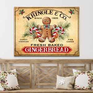 Vintage Gingerbread Kringle Co Sign, Christmas Bakery Wall Art, Rustic ...