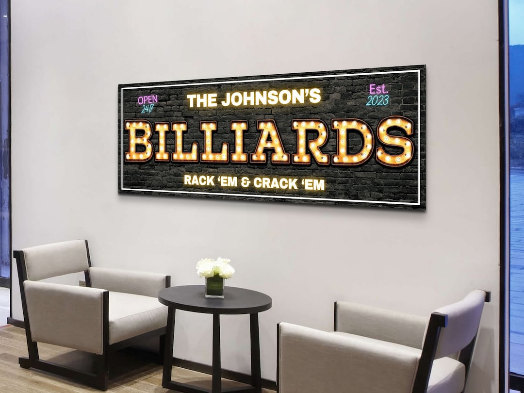 Personalized Billiards Sign, Custom Pool Table Room Decor, Rustic ...