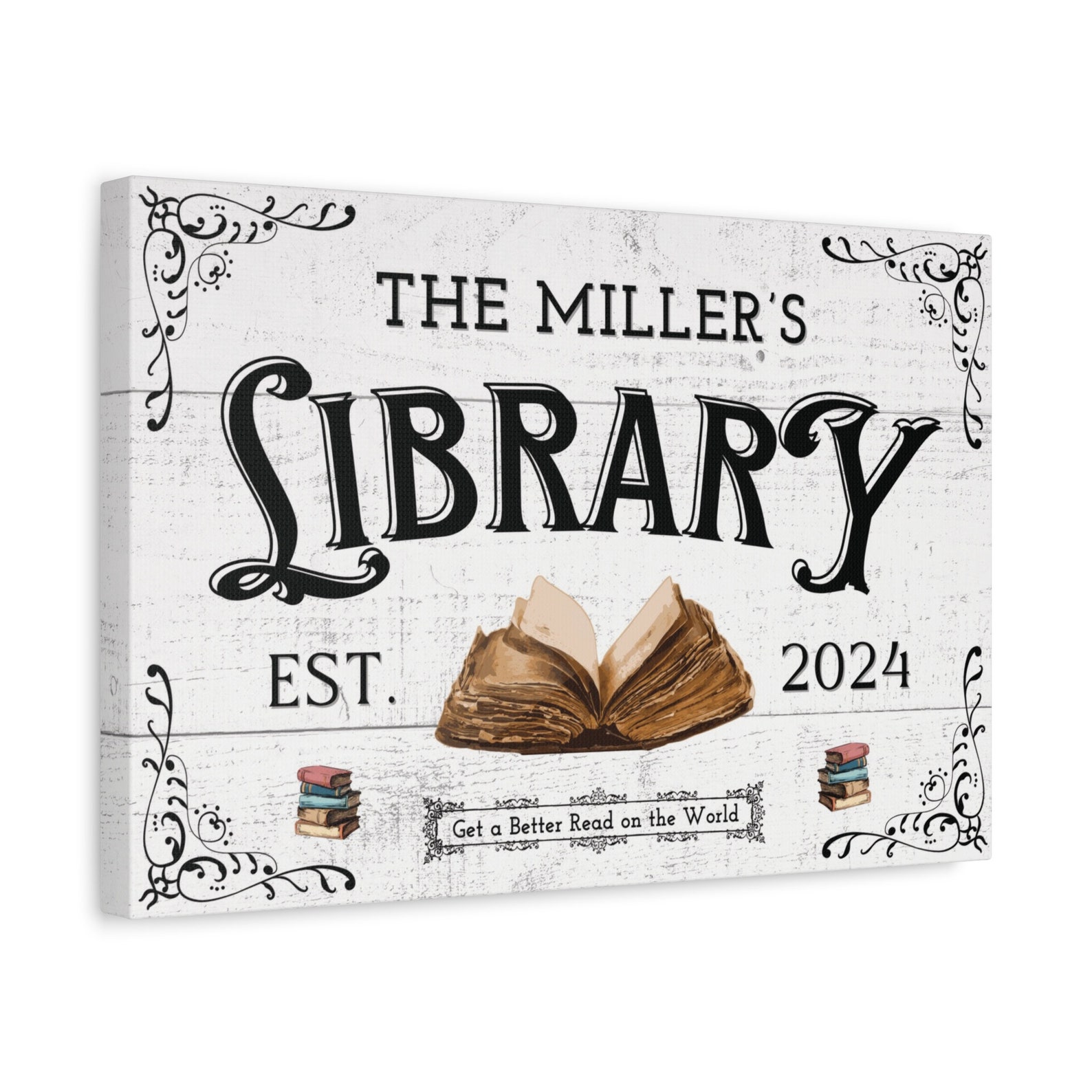 Personalized Library Sign, Custom Library Decor, Book Wall Art, Antique ...