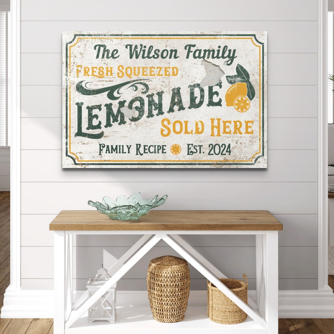 Personalized Lemonade Sign, Farmhouse Decor, Vintage Wall Art, Fresh ...