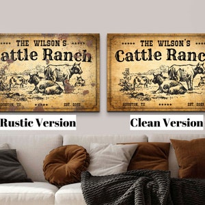 Rustic Cattle Ranch Sign, Personalized Ranch Wall Art Decor, Farmhouse ...