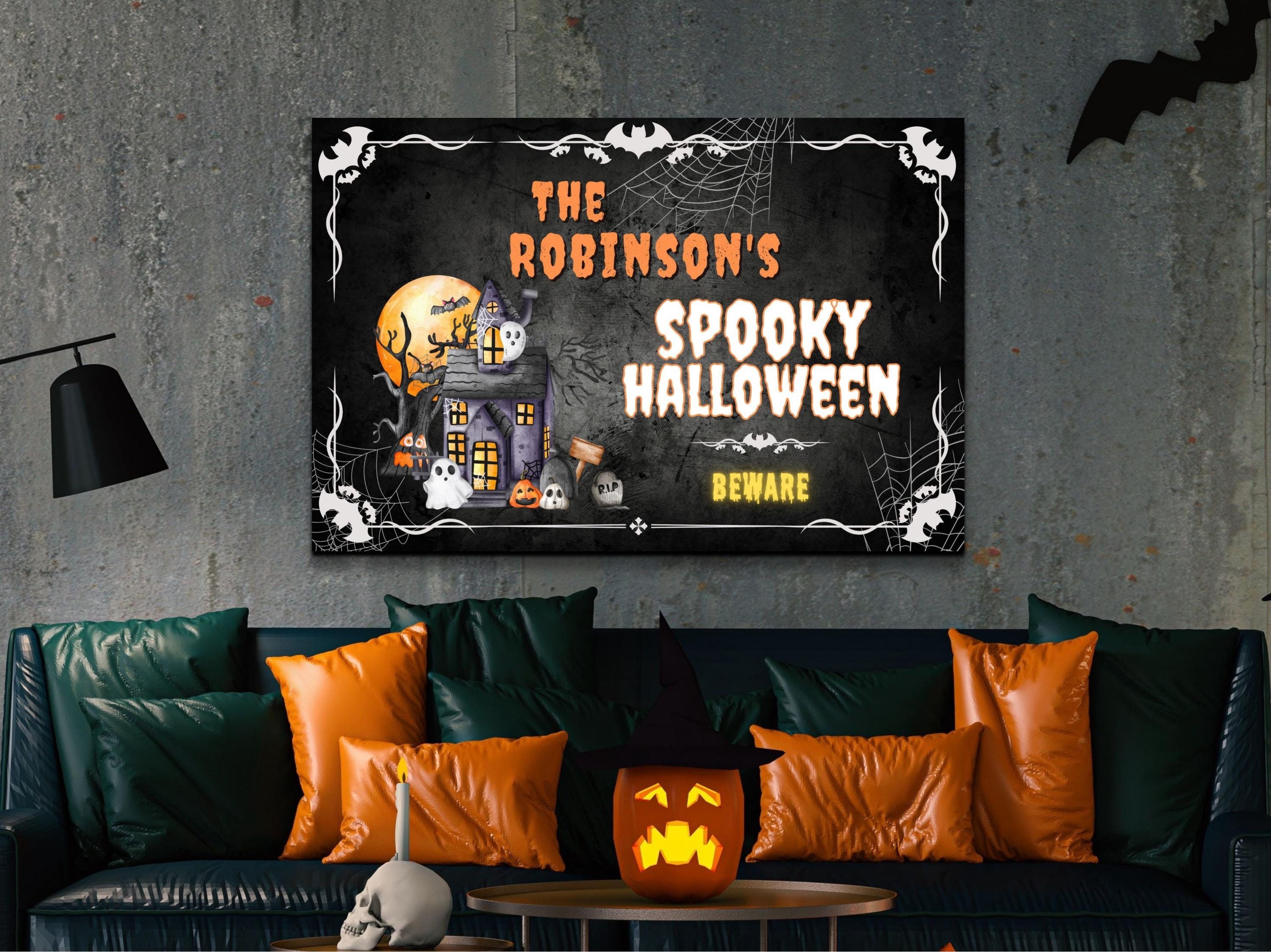 Spooky Halloween Sign, Personalized Spooky Halloween Wall Art Decor ...