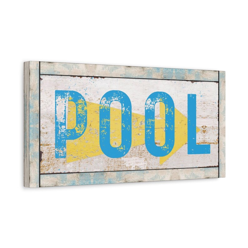 Pool Arrow Sign, Poolside Wall Art Home Decor, Blue Pool Rustic Artwork ...