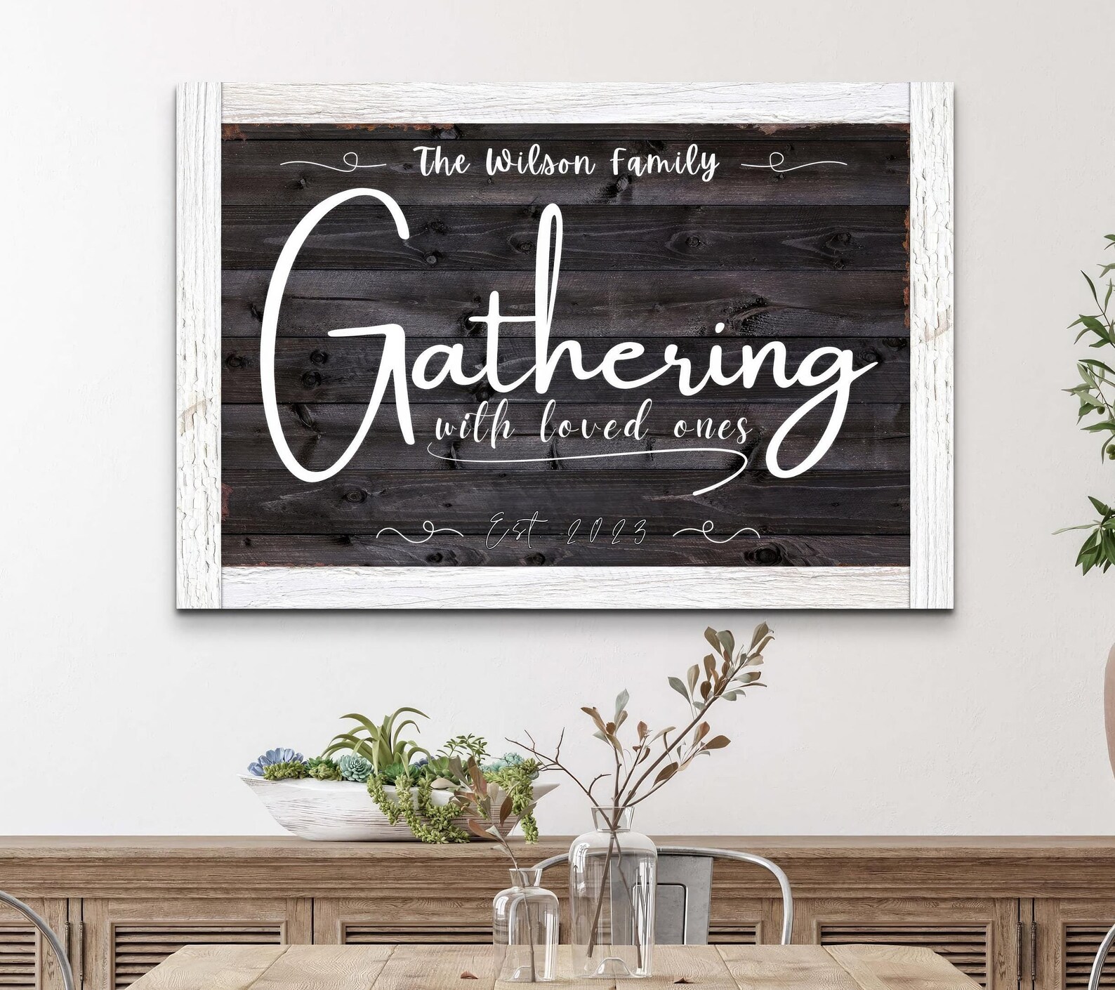 Gather Sign, Personalized Gathering Place Wall Art, Custom Family Name ...