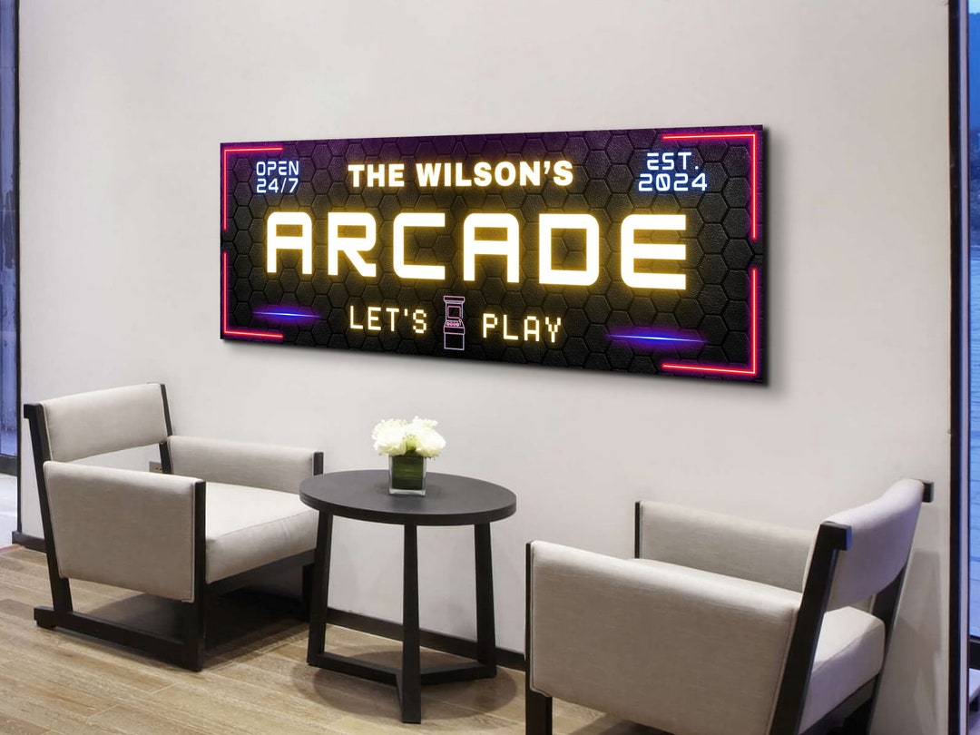 Arcade Sign, Custom Game Room Wall Art, Personalized Arcade Gifts for ...