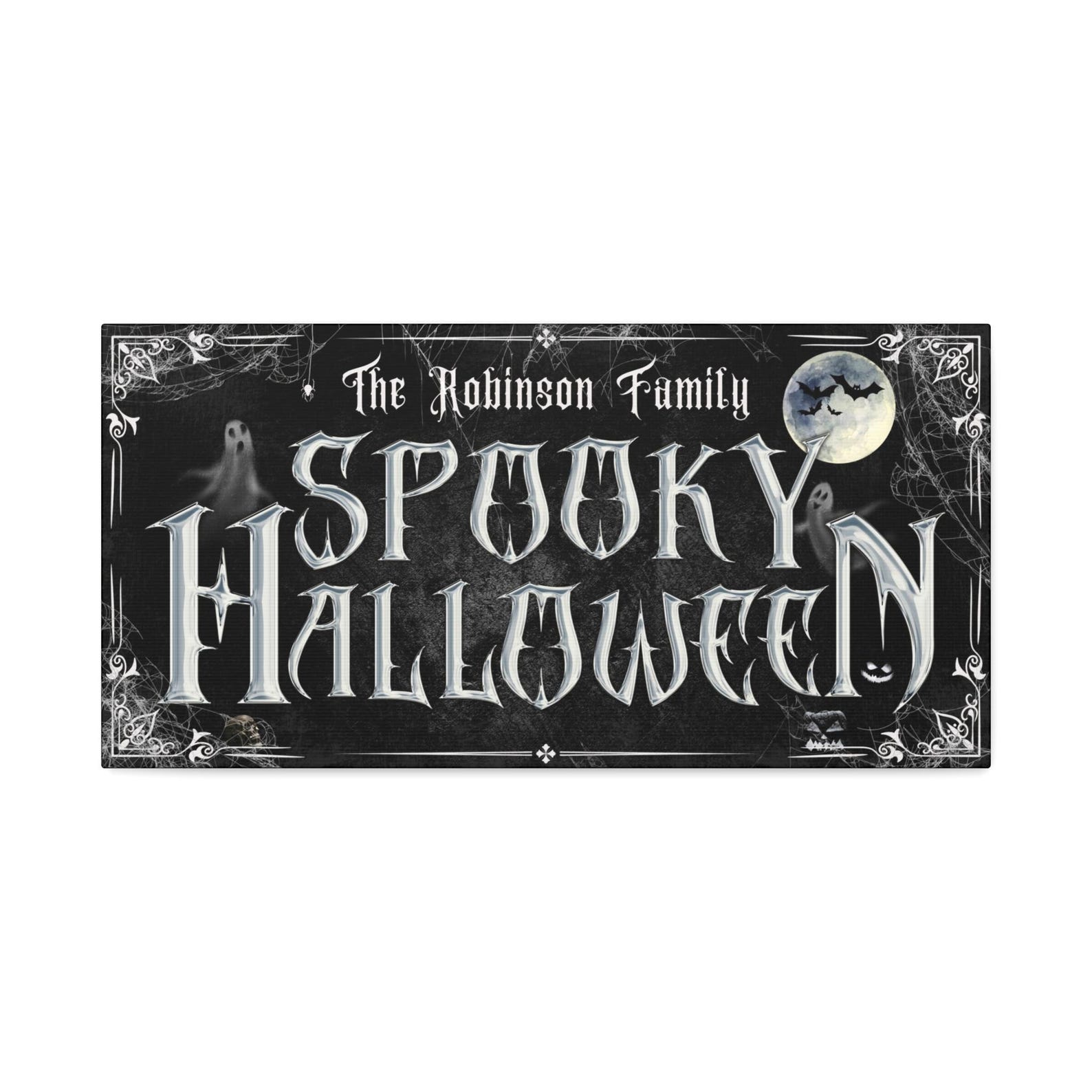 Spooky Halloween Sign, Personalized Halloween Wall Art, Custom Family ...