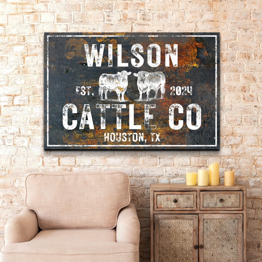 Cattle Company Sign, Personalized Farmhouse Wall Art, Rustic Ranch ...