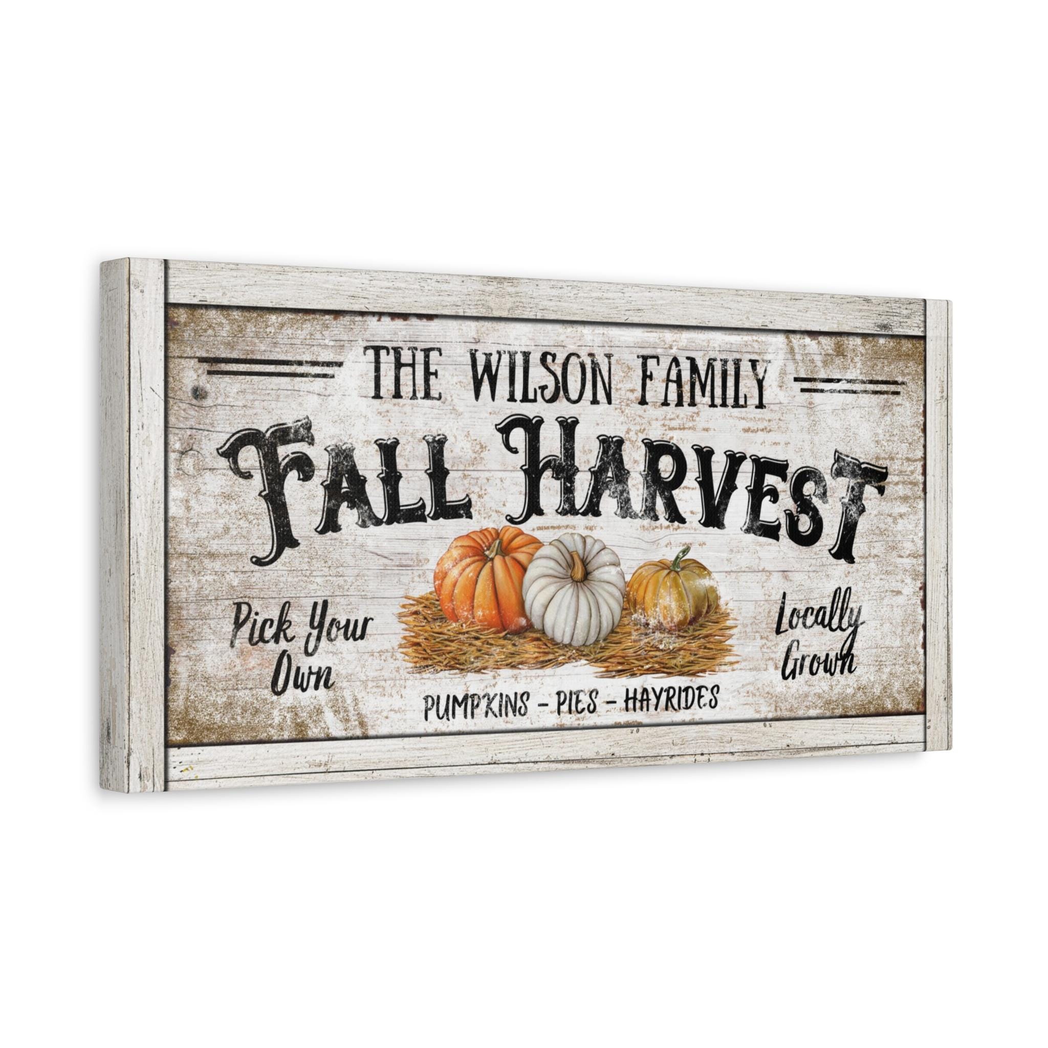 Fall Harvest Sign, Personalized Pumpkin Wall Art, Custom Autumn Rustic ...