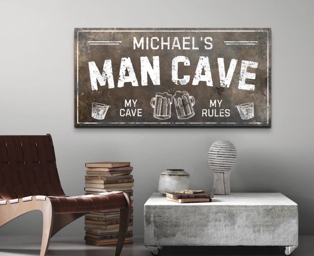 Industrial Man Cave Sign Personalized, Custom Man Cave Wall Art Loft ...