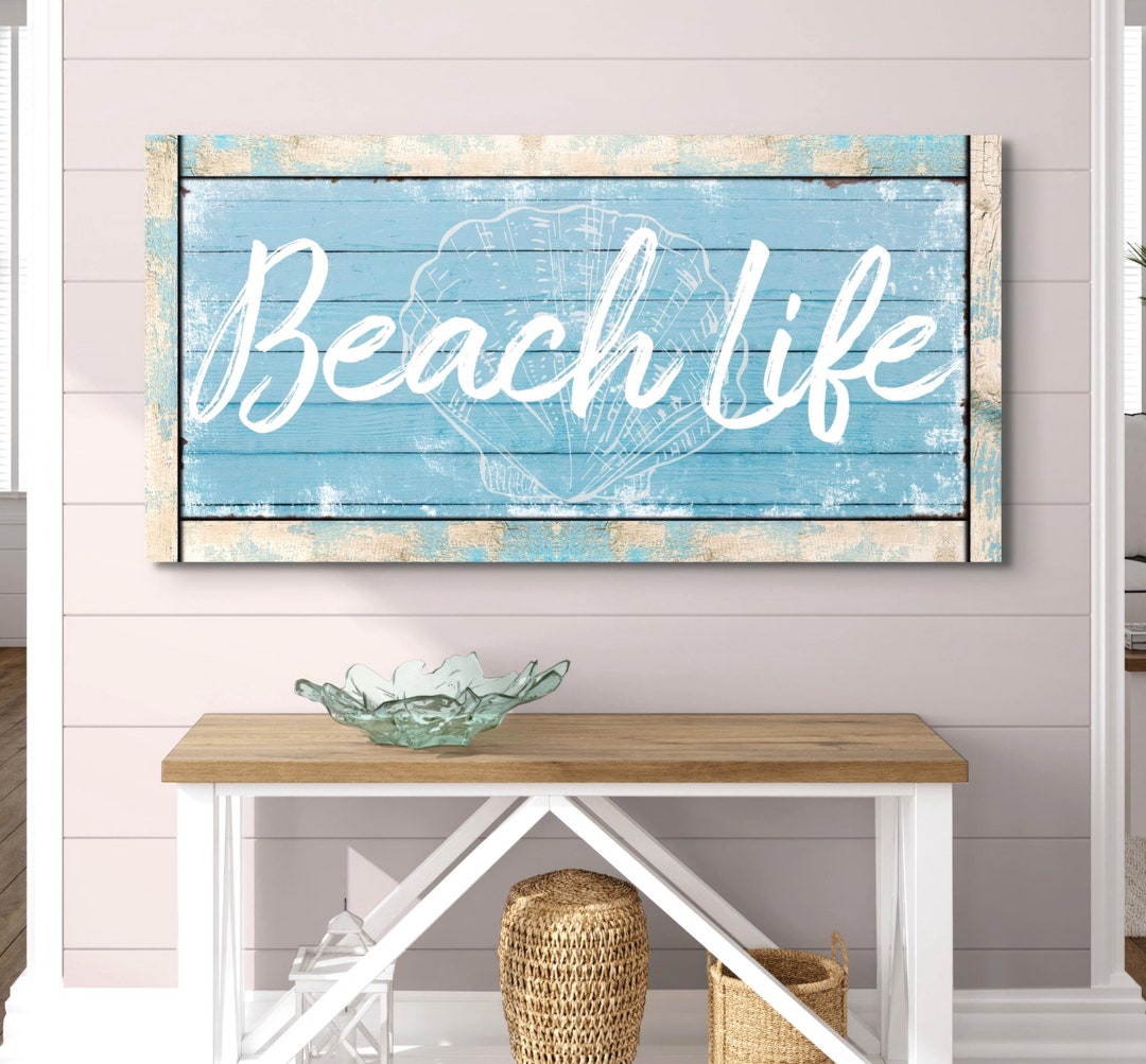 Beach Life Sign, Beach Home Decor, Beach House Wall Art, Modern ...