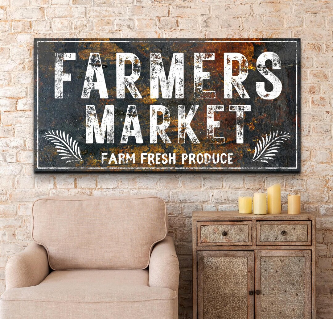 Rustic Farmers Market Sign, Farm Fresh Wall Art, Antique Distressed ...