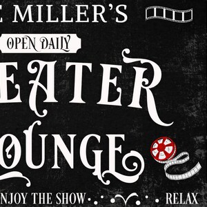 Personalized Theater & Lounge Sign, Movie Room Decor, Cinema Canvas ...