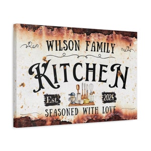 Kitchen Sign, Personalized Farmhouse Wall Decor, Custom Art, Vintage ...