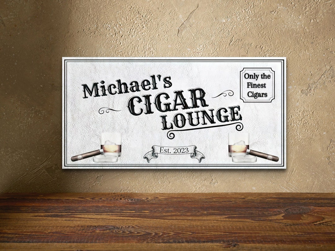 Cigar Lounge Sign Personalized Cigar Bar Wall Art Custom Pub - Etsy