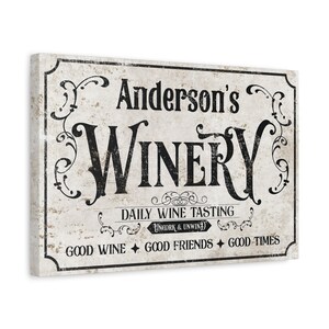 Vintage Winery Sign, Personalized Wine Bar Wall Art, Custom Home Decor ...