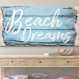 Beach Dreams Sign, Beach House Decor, Blue Coastal Wall Art, Beach Home ...