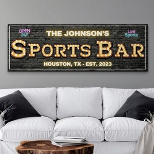 Sports Bar Sign Personalized, Custom Sports Man Cave Wall Art, Marquee ...