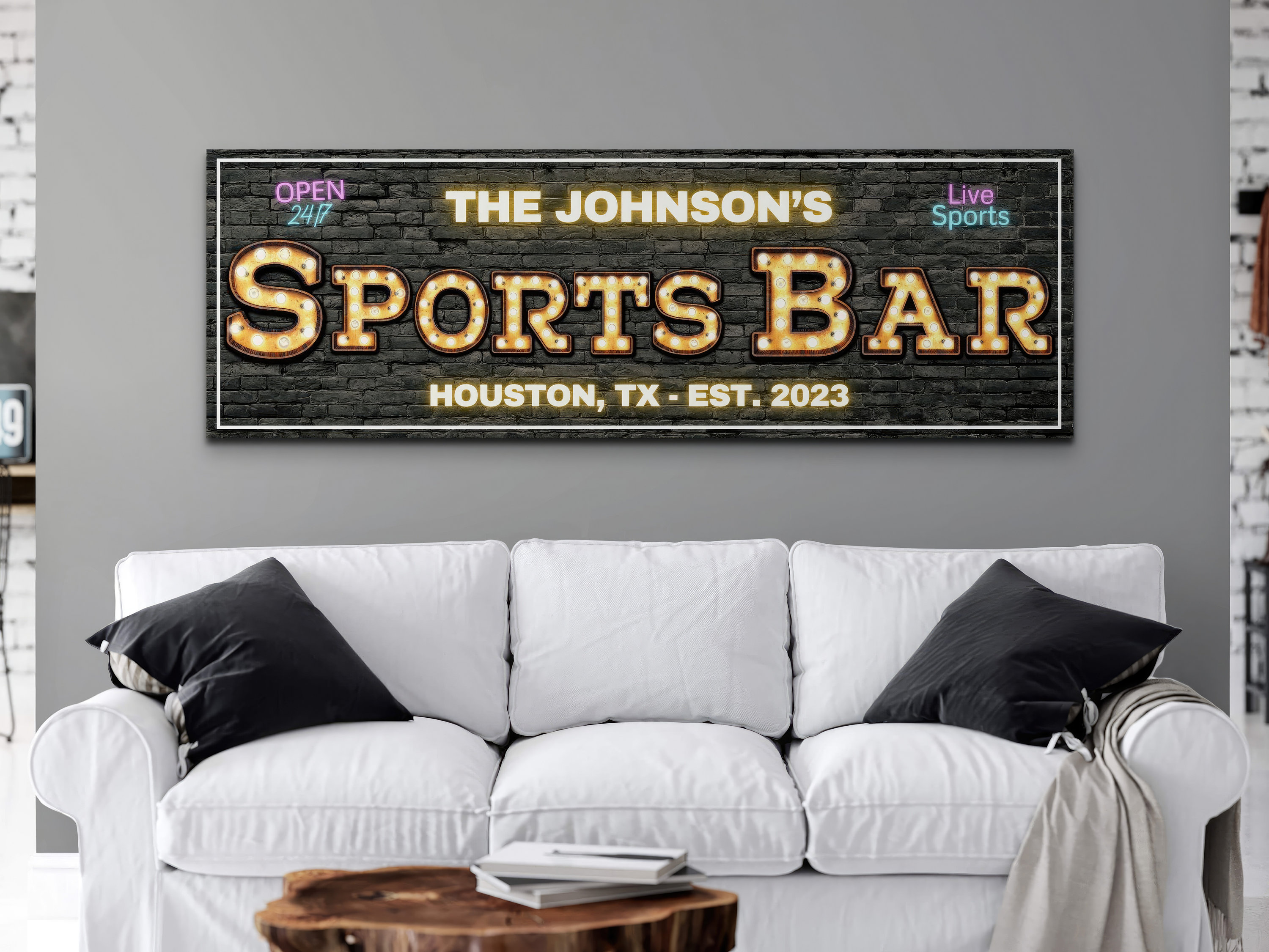 Sports Bar Sign Personalized, Custom Sports Man Cave Wall Art, Marquee ...