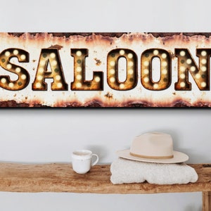 Rustic Saloon Sign, Western Bar Wall Art, Farmhouse Decor, Marquee ...