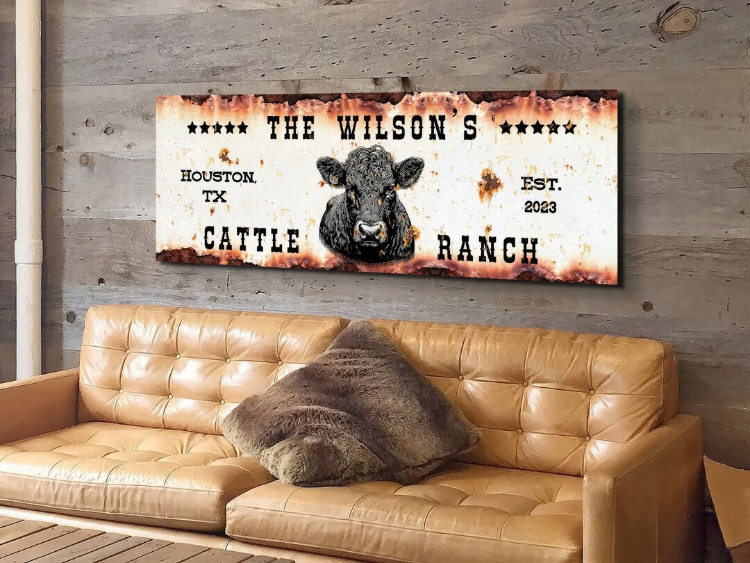 Cattle Ranch Signs, Personalized Farmhouse Ranch Wall Art, Rustic ...