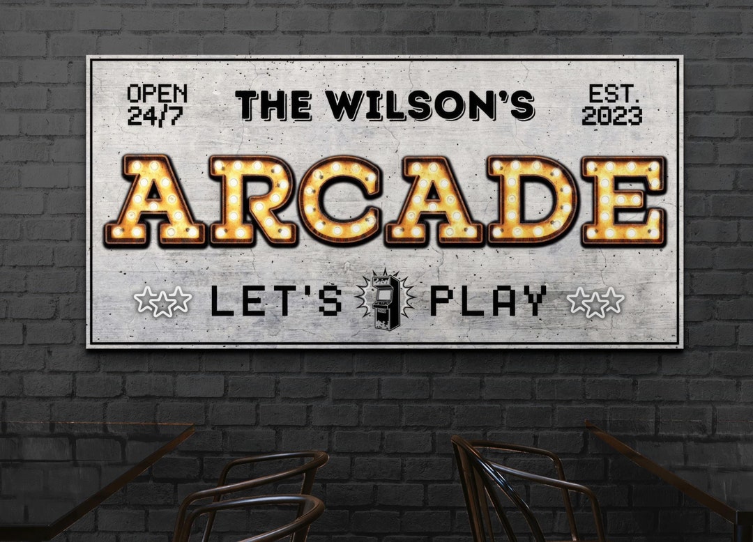 Arcade Sign, Game Room Decor, Personalized Wall Art, Custom Arcade ...
